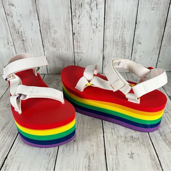 Teva | Shoes | Teva Flatform Universal Rainbow Pride Platform ...